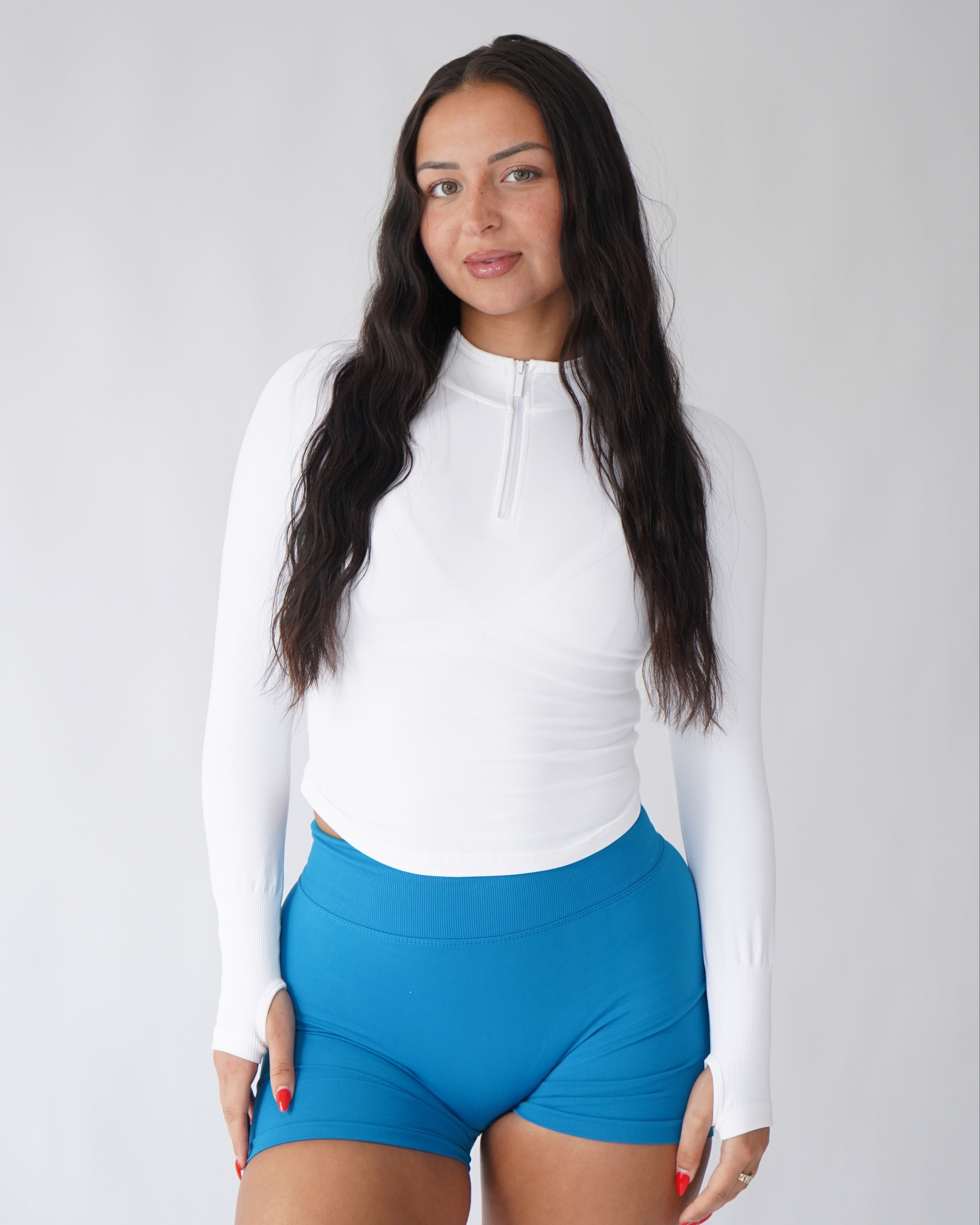 Ascend Cropped Quarter Zip - White – First Health Apparel